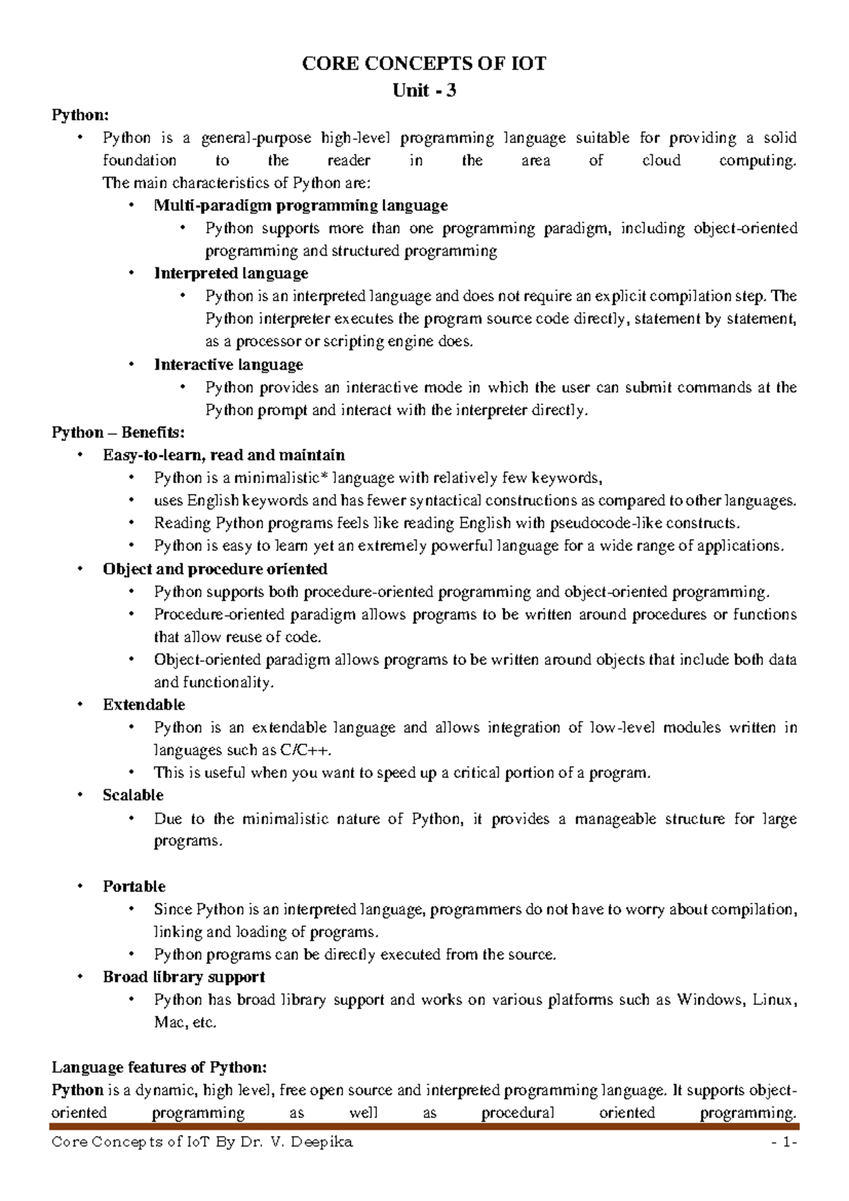 Unit III -1 - lecture notes - CORE CONCEPTS OF IOT Unit - 3 Python ...