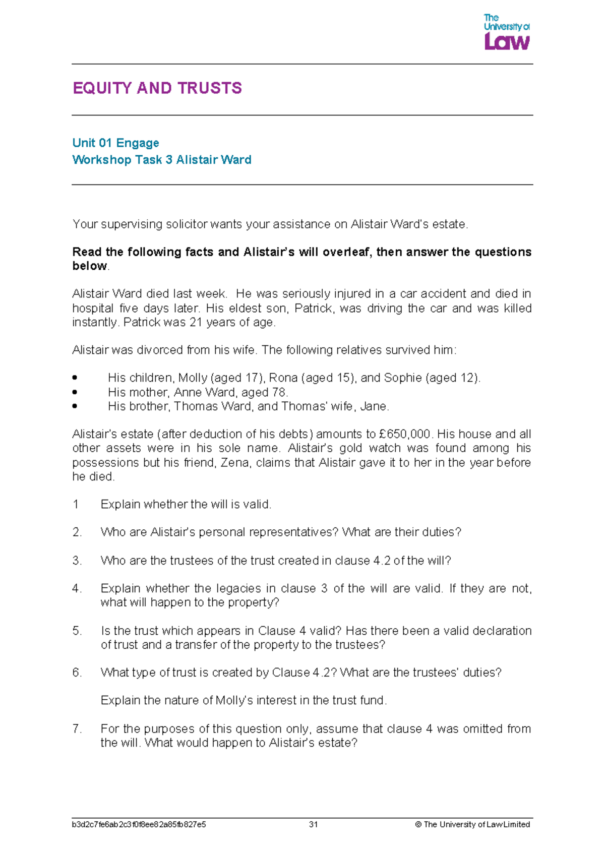 Comprehensive Study Guide for Unit 3: Equity & Trust Law - EQUITY AND ...