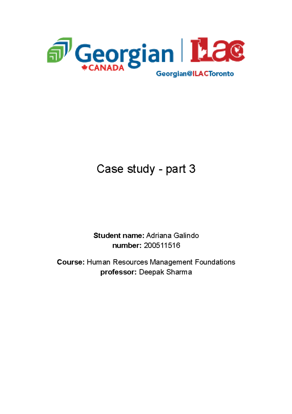 Case study - part 3 - example - Case study - part 3 Student name ...
