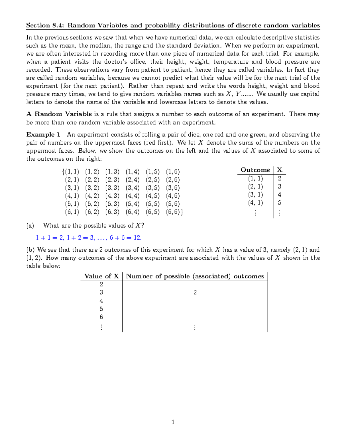 Lecture notes 17 solutions - Random Variables - Section 8: Random ...