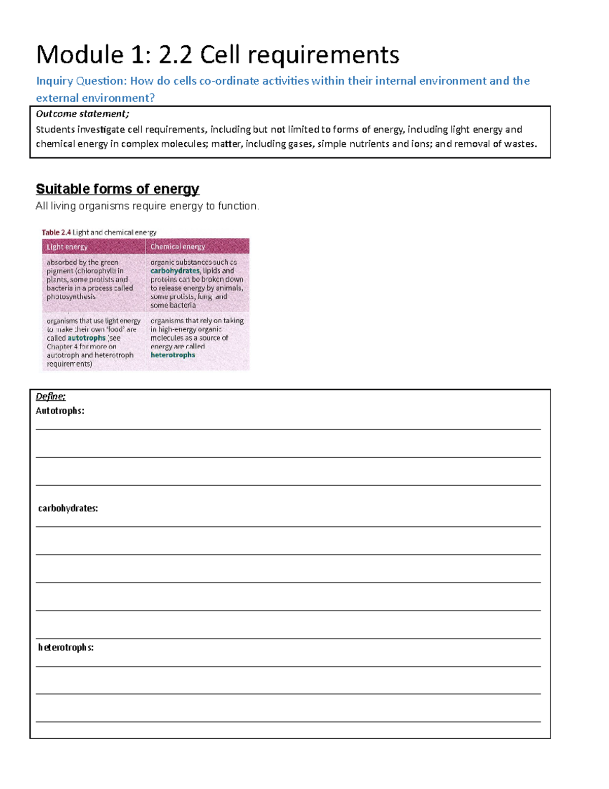 2.2 Cell requirements - mmmmm - Module 1: 2 Cell requirements Inquiry ...