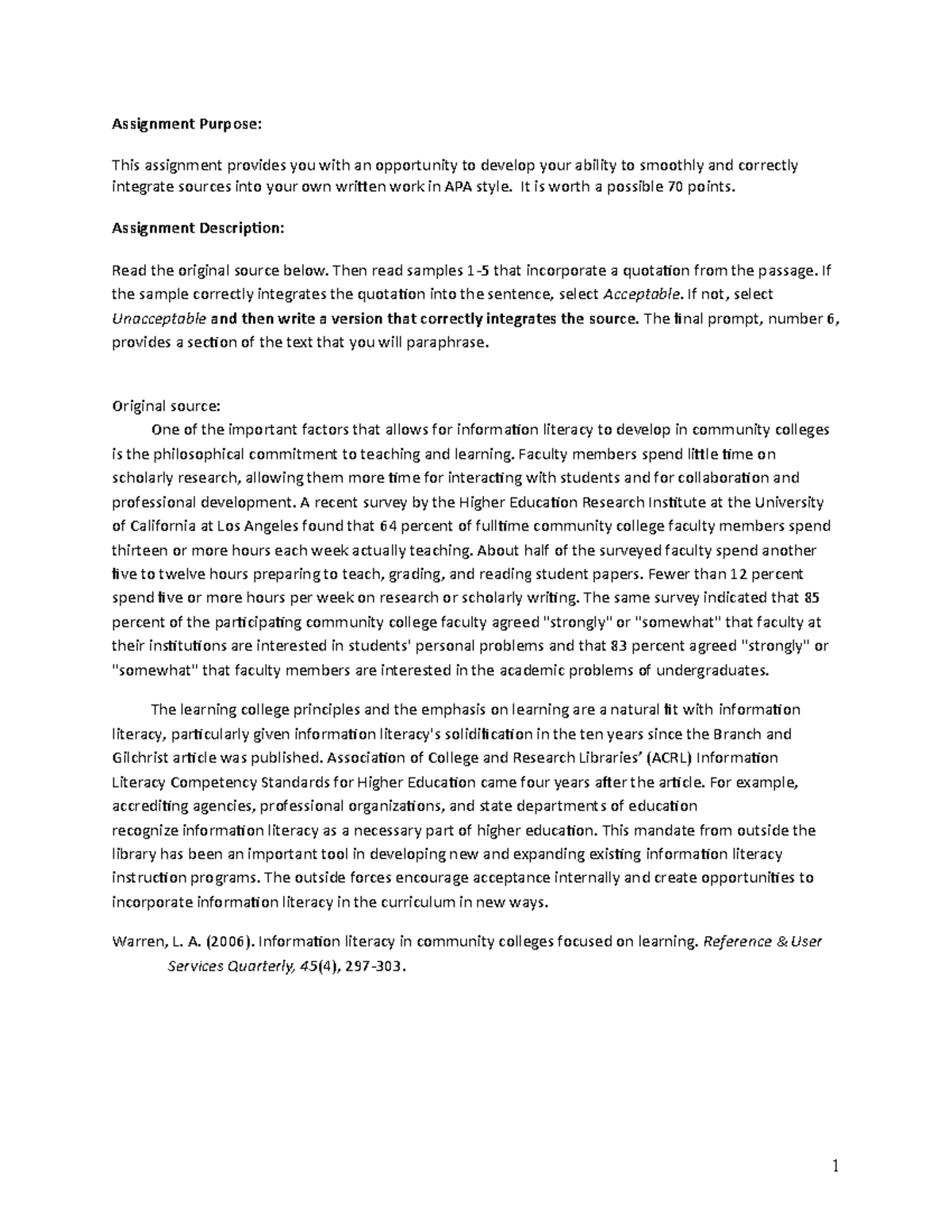 Unit 6 Assignment Integrating Sources Assignment Purpose This