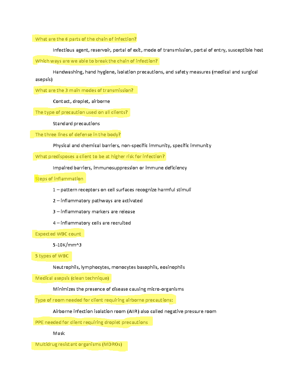 Week 1 quided notes answers copy - What are the 6 parts of the chain of ...