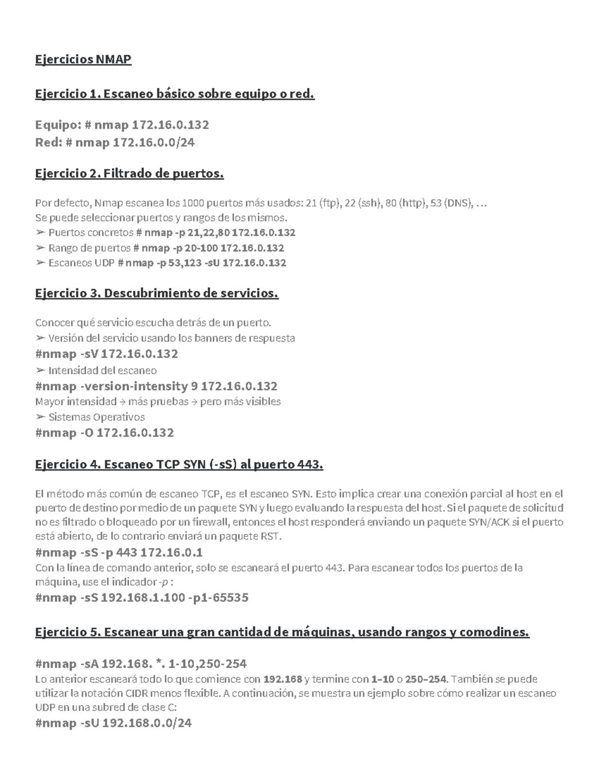 Ejercicios NMap - Practicas Nmap - Ejercicios NMAP Ejercicio 1. Escaneo ...