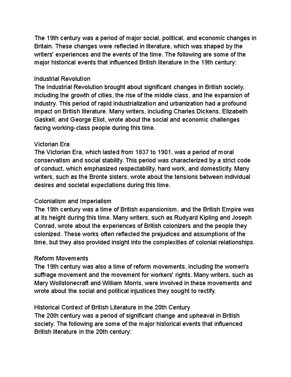 Historical context of the 19th and 20th centuries - The 19th century ...