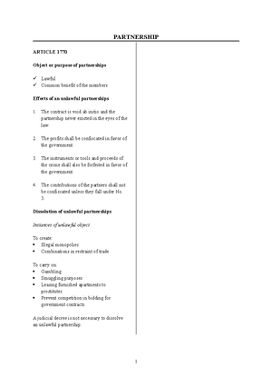 Partnership Sample Questions - PARTNERSHIP Generally, a contract of ...