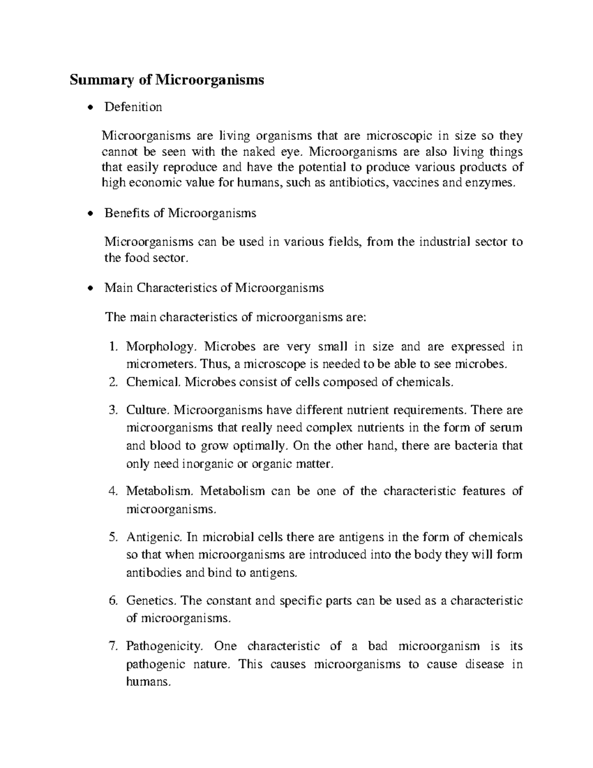 Sumarry of The Role of Microorganisms - Summary of Microorganisms ...