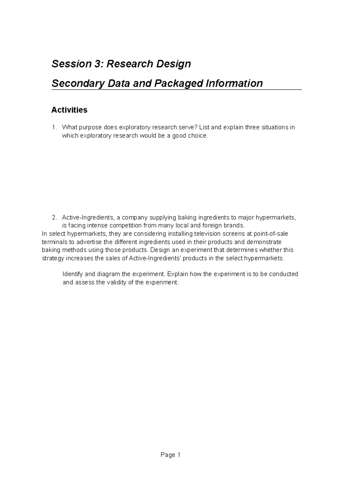 BUS210 Session 3 Workshop Activity - Session 3: Research Design ...