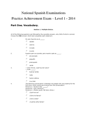 2019 National Spanish Examination - Achievement - Level 1 - National ...