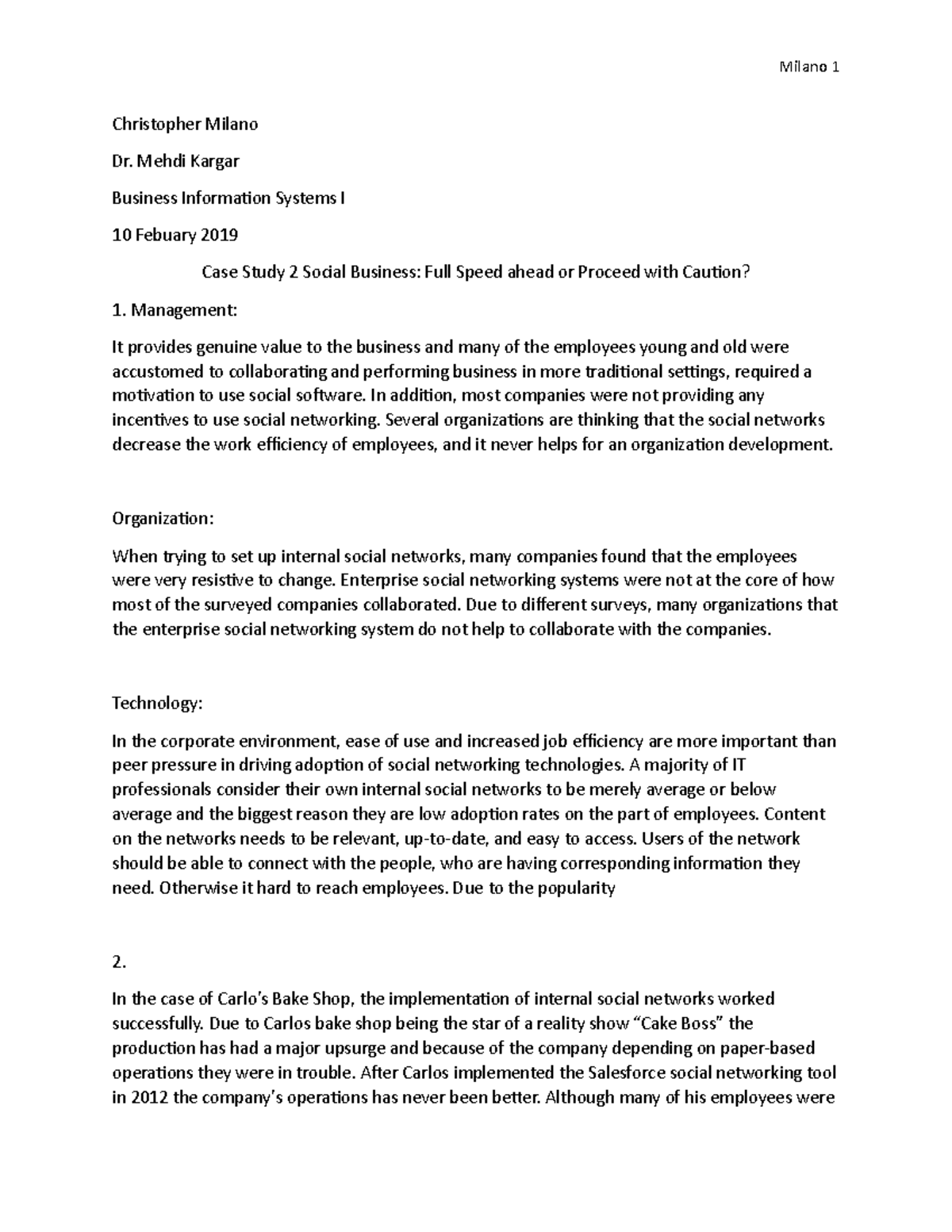 Case 2 Social Business Full Speed ahead or Proceed with Caution By ...