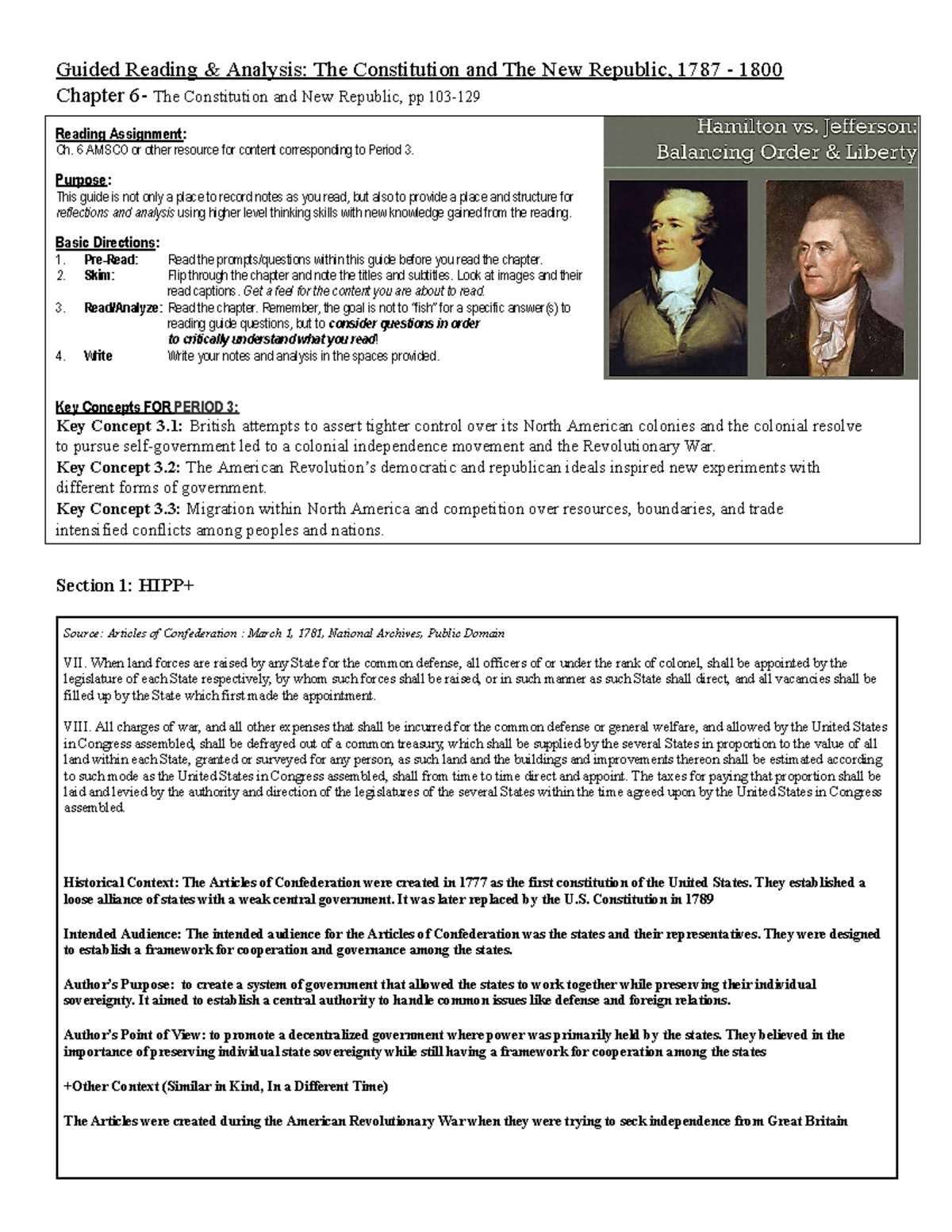 ya mamas- Guided Reading & Analysis Chapter 6 - The Constitution and ...