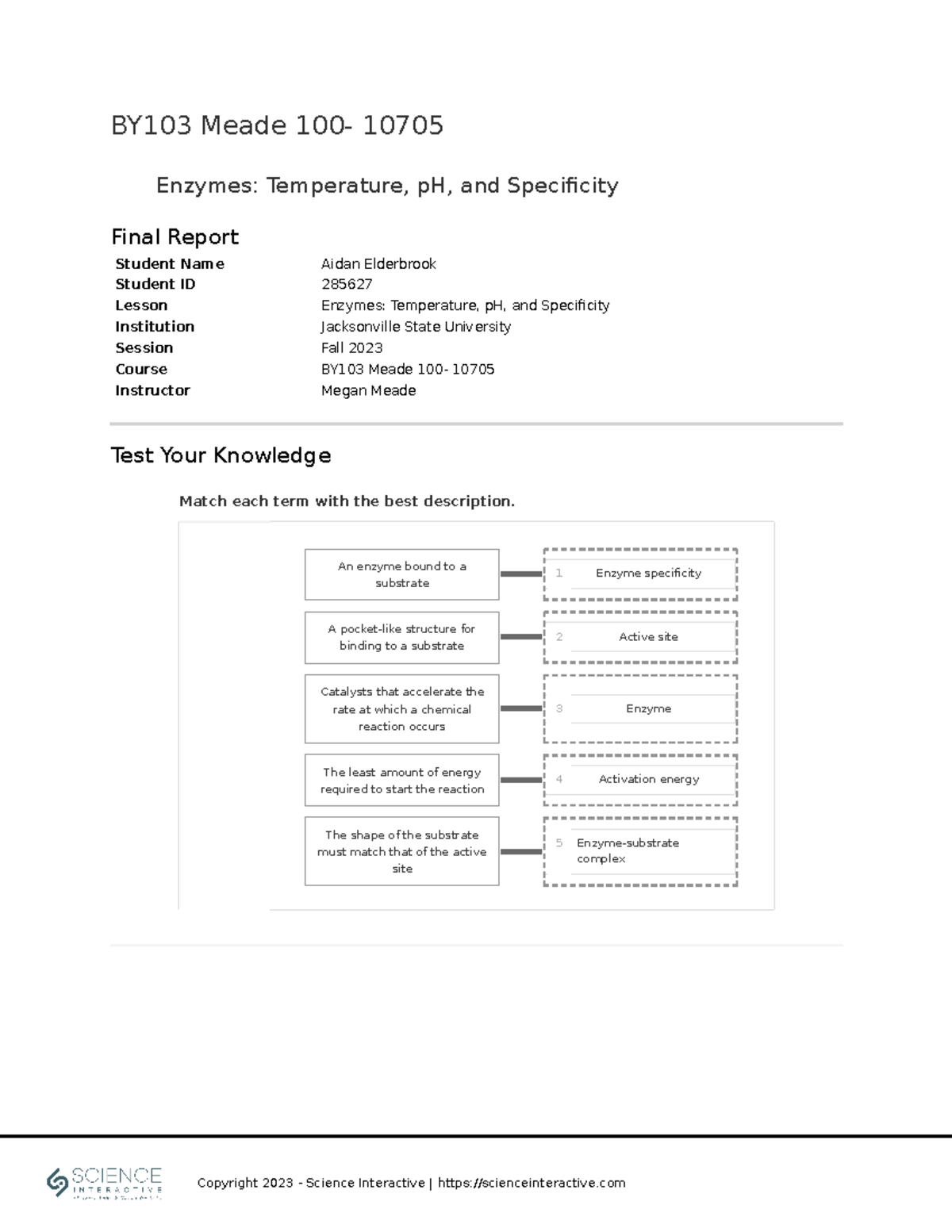 BY103Meade 10010705 Enzymes Temperaturep Hand Specificity 285627 ...