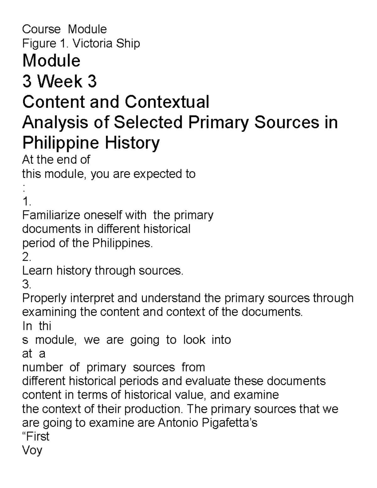 Course Module prilim - Course Module Figure 1. Victoria Ship Module 3 ...