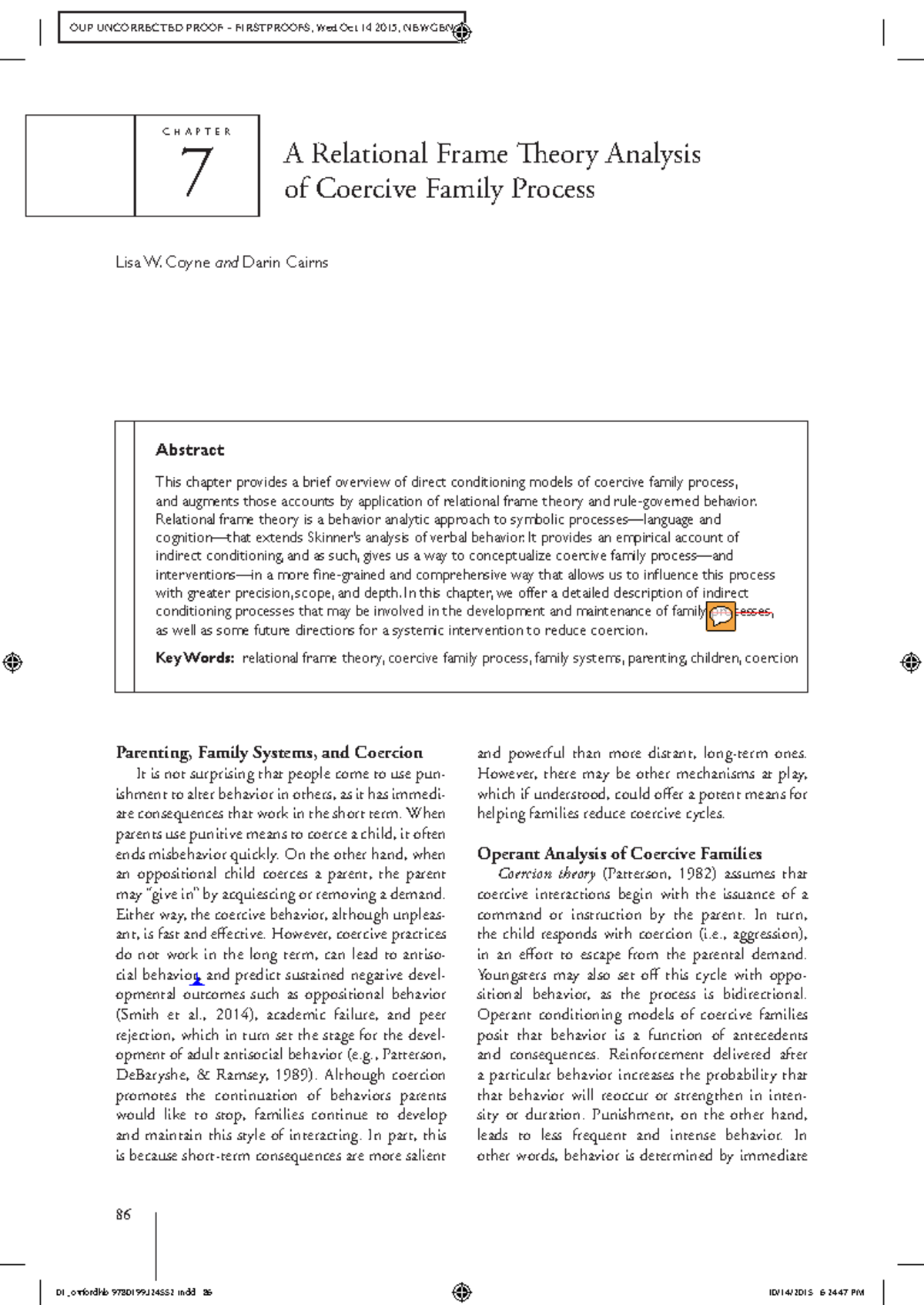 Aa relation frame thepry analysis of coercive family process ...