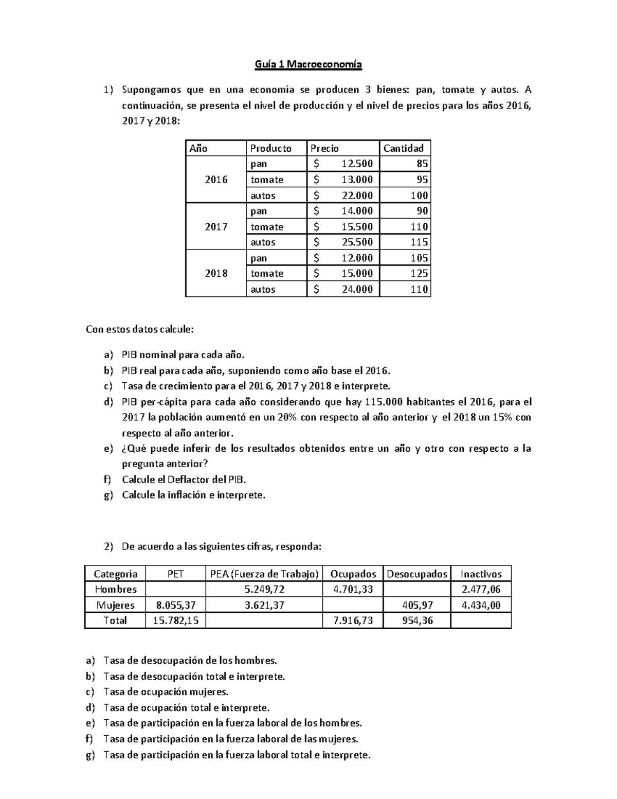 Guia 1 Macroeconomia Vesp 2023 - Guía 1 Macroeconomía Supongamos que en ...
