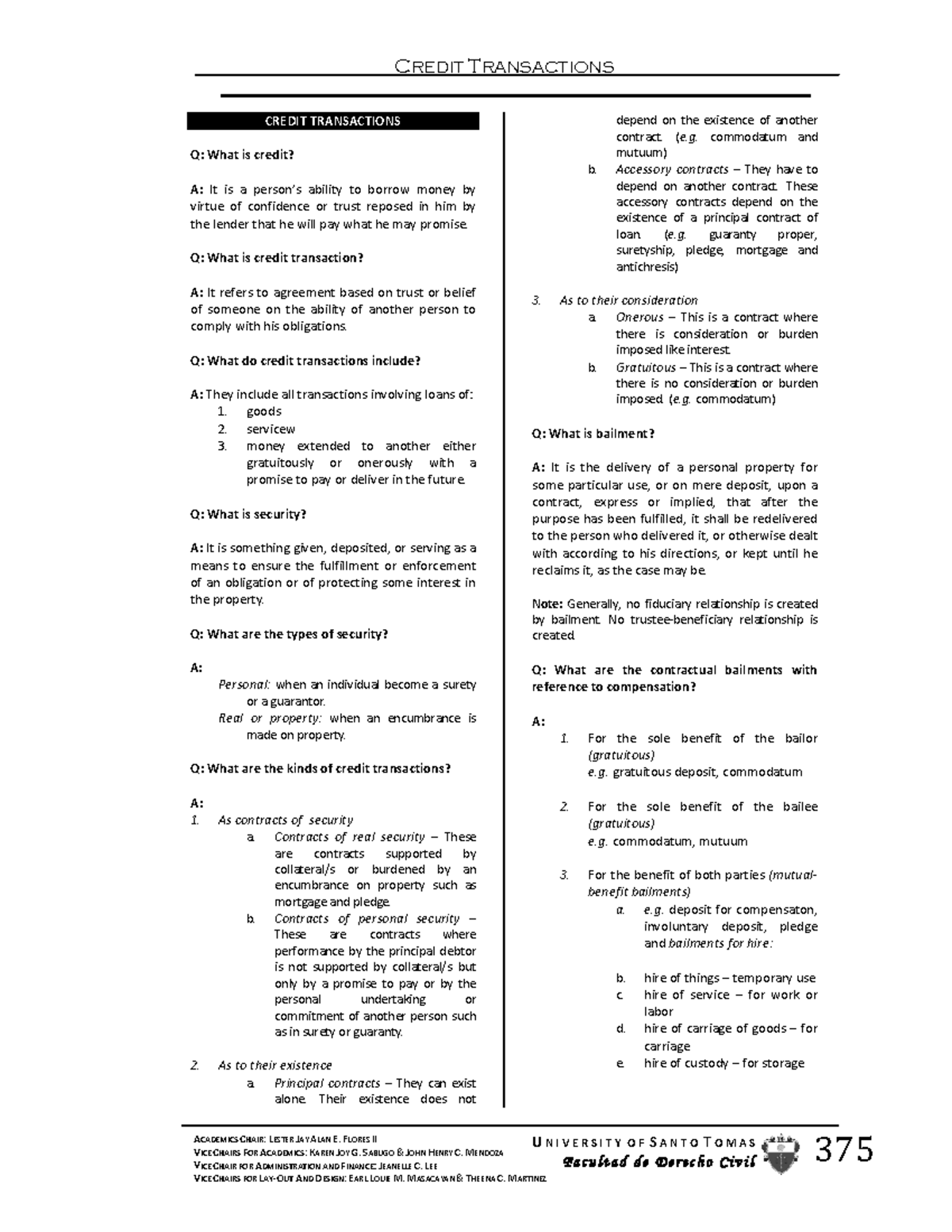 UST Golden Notes Credit Transactions - CREDIT TRANSACTIONS CREDIT ...