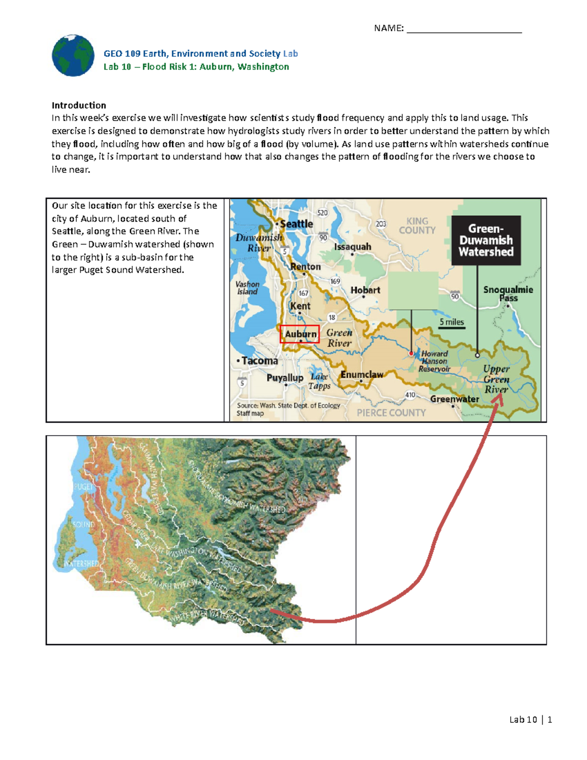 Lab+10+Floods+F21 - Andrew rettig - GEO 109 Earth, Environment and ...