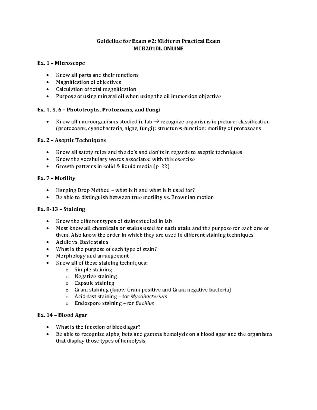 Guideline for Midterm Practical Exam - **Guideline for Exam #2: Midterm Practical Exam ...