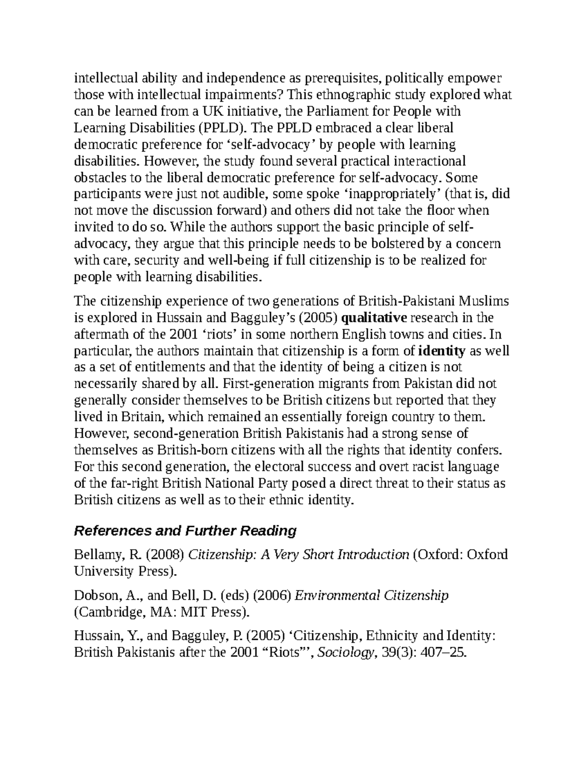 Essential Concepts in Sociology Chapter (65) - intellectual ability and independence as - Studocu