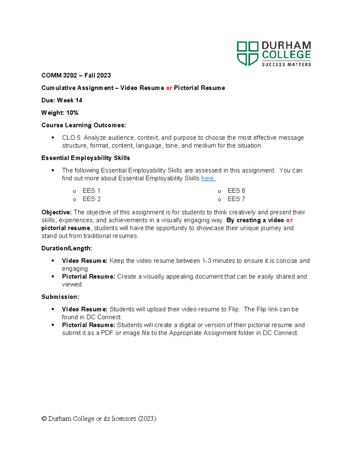 Cumulative Assignment - COMM 3202 – Fall 2023 Cumulative Assignment ...