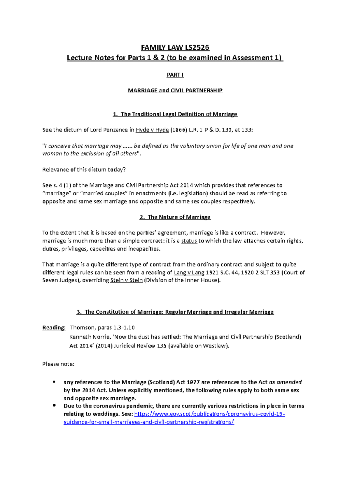 Lecture Notes on family law and brief beginning. - FAMILY LAW LS ...