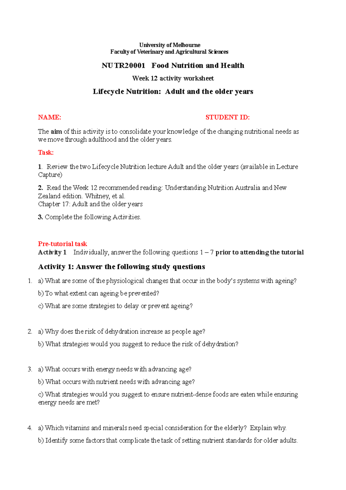 Week 12 Tutorial Worksheet - University of Melbourne Faculty of ...