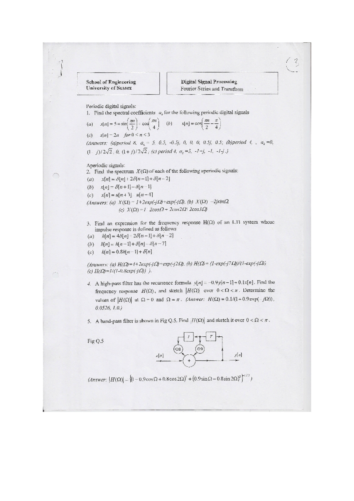 Exercises of DSP 03 - ... - H6100 - Studocu