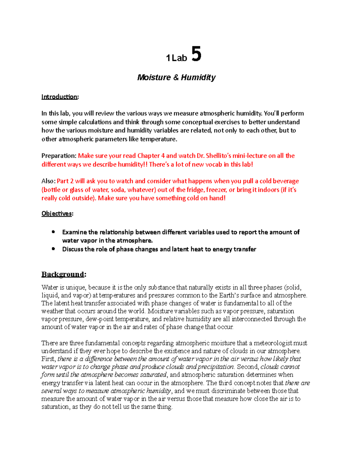 Lab 5 Humidity - lab - 1Lab 5 Moisture & Humidity Introduction: In this ...