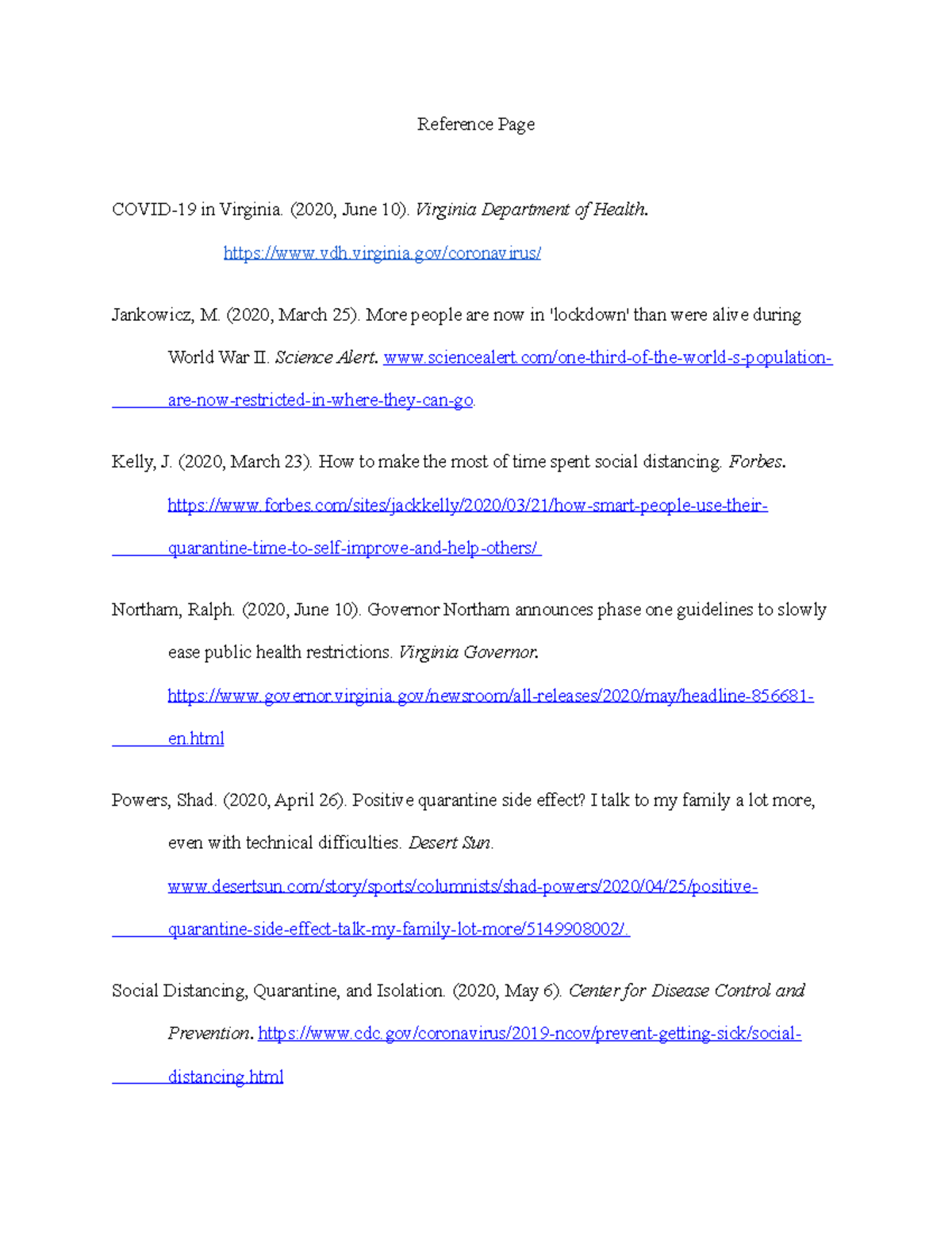 Persuasive speech reference page - Reference Page COVID-19 in Virginia ...