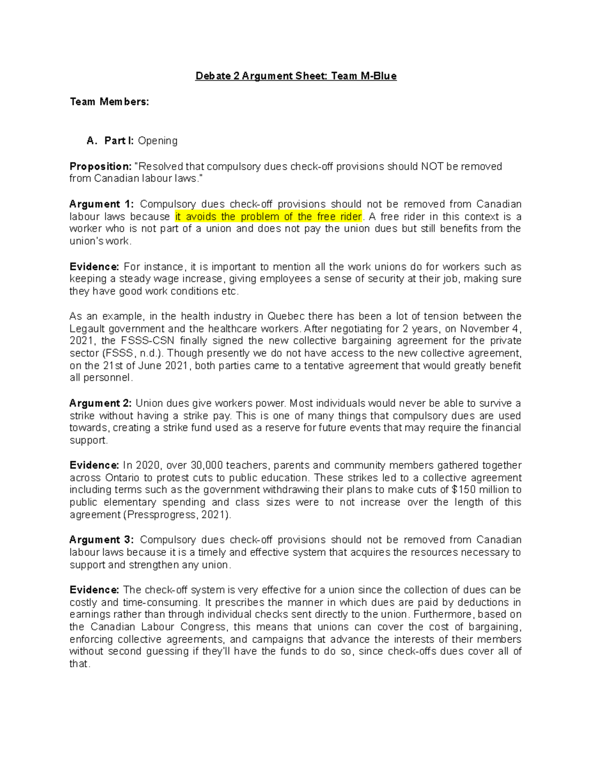 Debate 2 Argument Sheet for in class assessment. - Debate 2 Argument ...