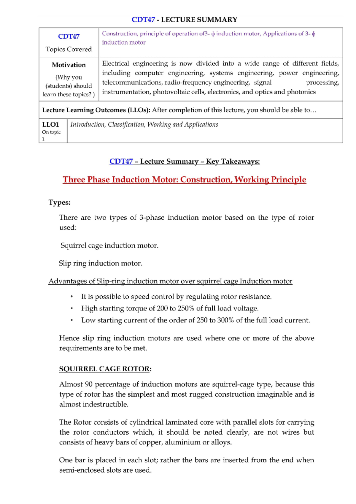 BEE CDT47 Summary - BEE Important Summaries - Basic Electrical Engineering - Studocu