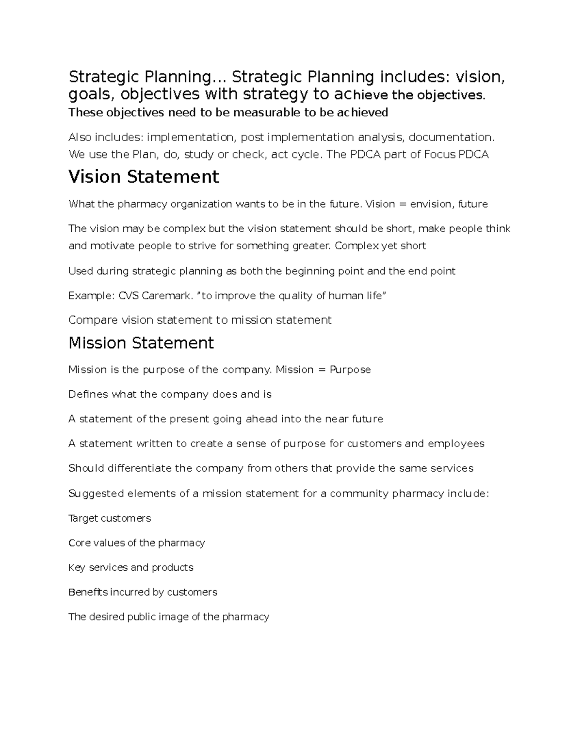 Strat plan - Strategic Planning... Strategic Planning includes: vision ...