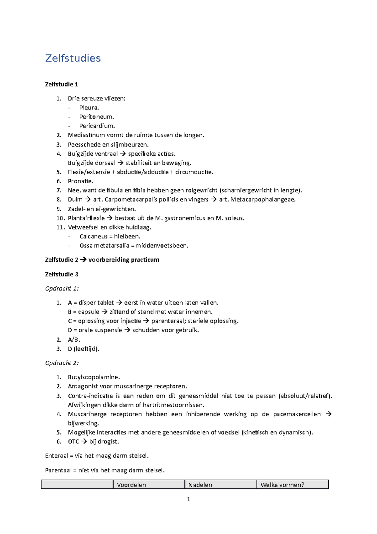 Zelfstudies - Zelfstudies Zelfstudie 1 Drie sereuze vliezen: Pleura ...