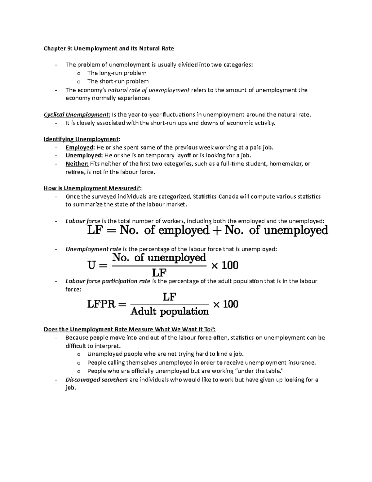 Macro Chapter 9 - Unemployment and Its Natural Rate - Chapter 9 ...