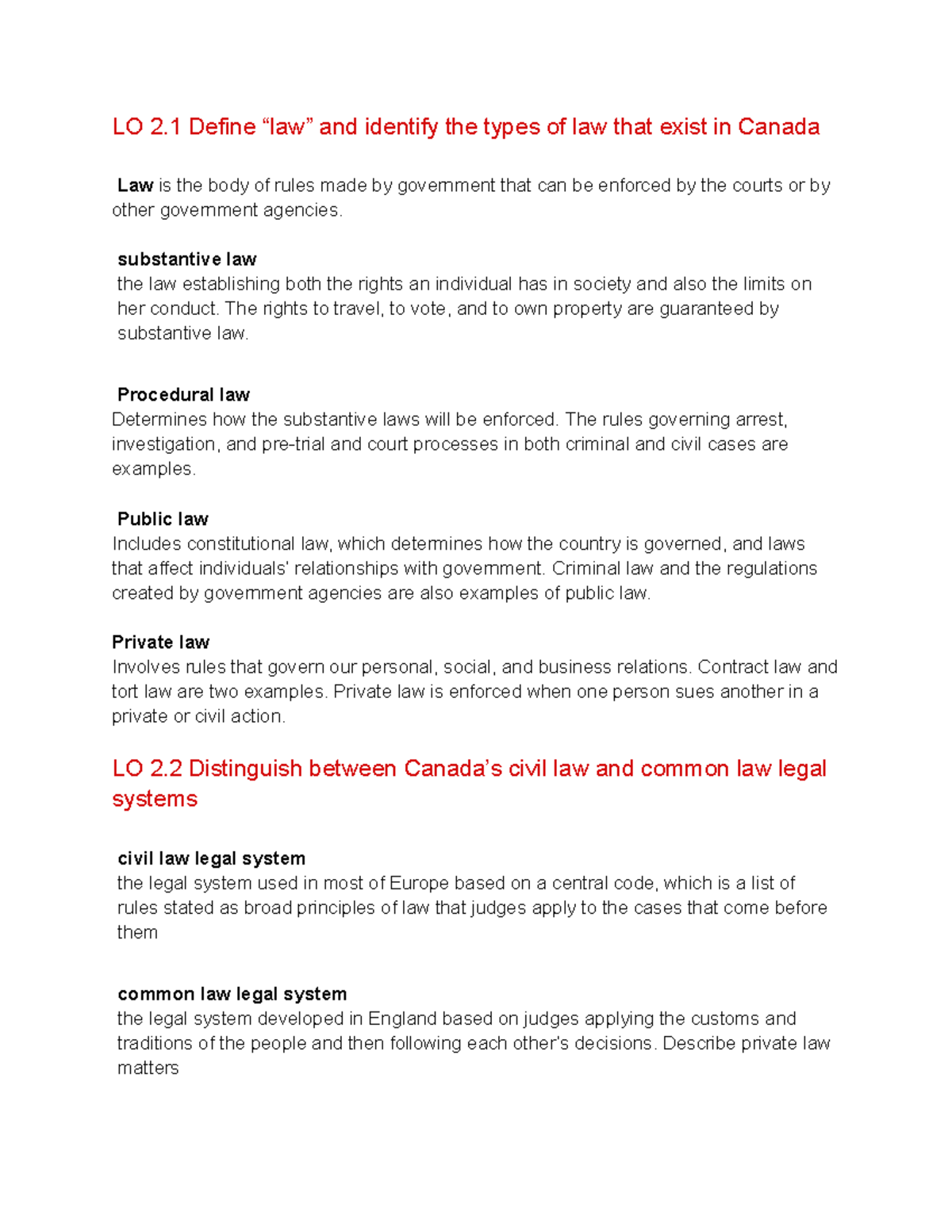 Chapter 2 - Intro To The Legal System - LO 2 Define “law” and identify ...