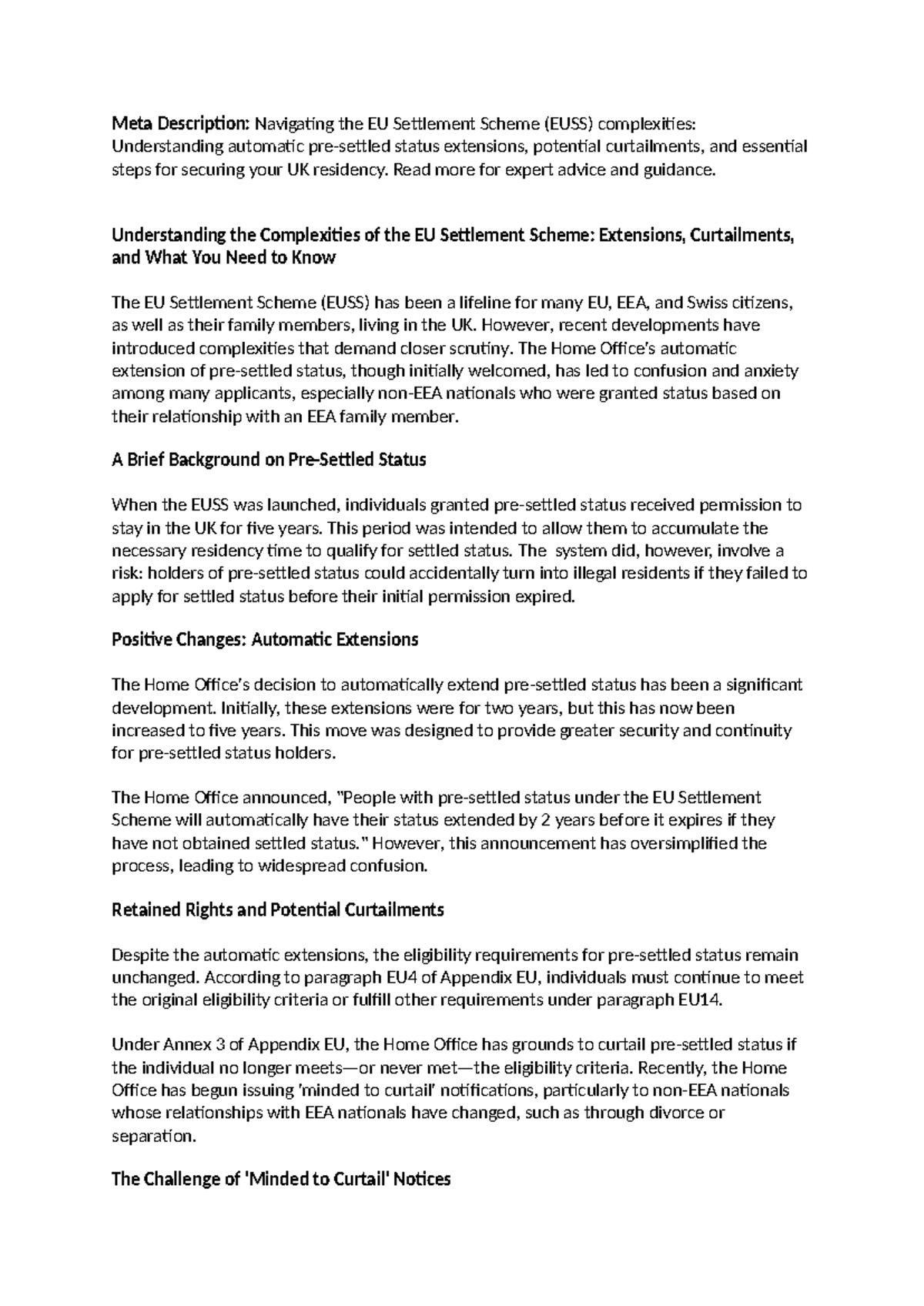 Critical advice for EUSS holder: Critical advice for EUSS holders ...