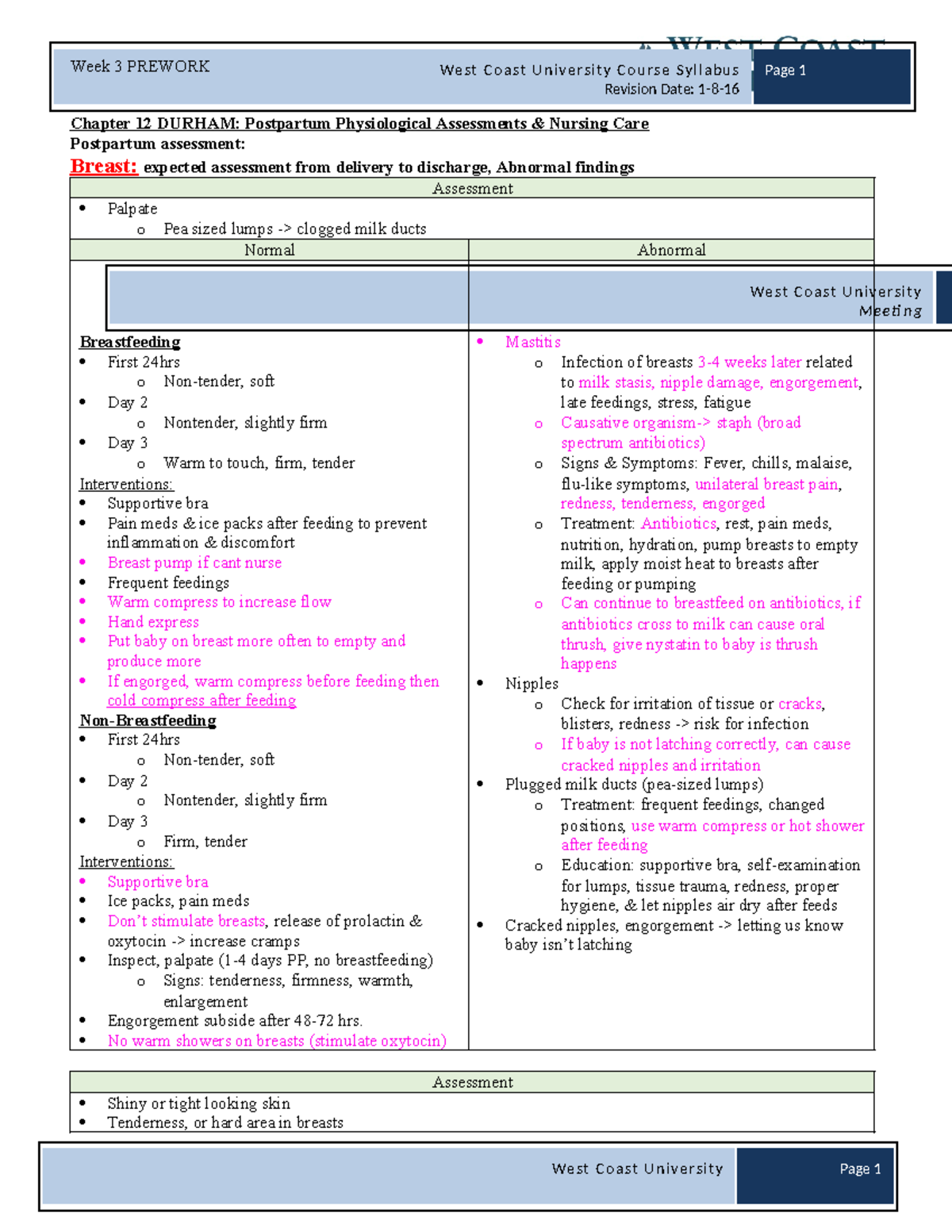 Week 3 prework - We st C o a st U n iv e r si t y Co u r s e Sy ll ab u ...
