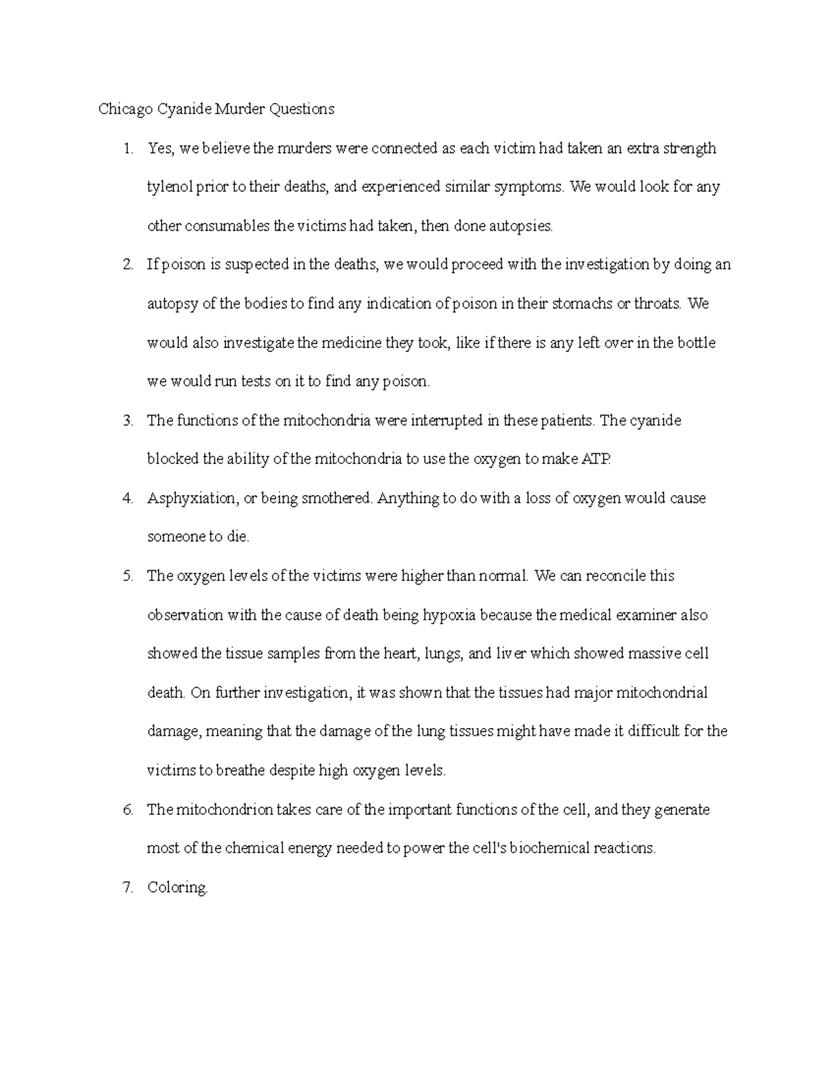 Chicago Cyanide Murder Case Notes - Chicago Cyanide Murder Questions 1 ...