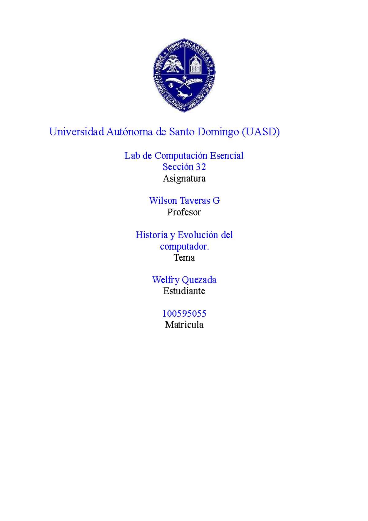 Historia Y Evolucion DEL Computador Welfry Quezada-convertido ...