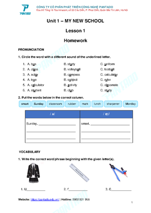 Unit 6 - Lesson 3 - Homework - Địa chỉ: Tầng 16 Tòa Intracom, số 33 Cầu ...