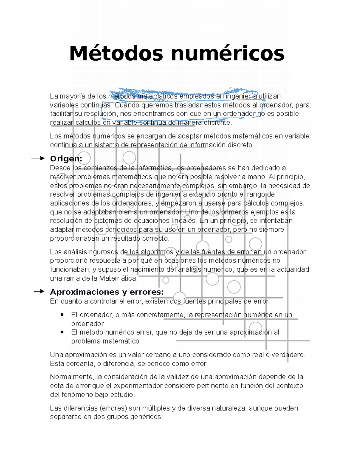 Métodos numéricos - Resumen de metodos - Métodos numéricos La mayoría de los métodos matemáticos ...
