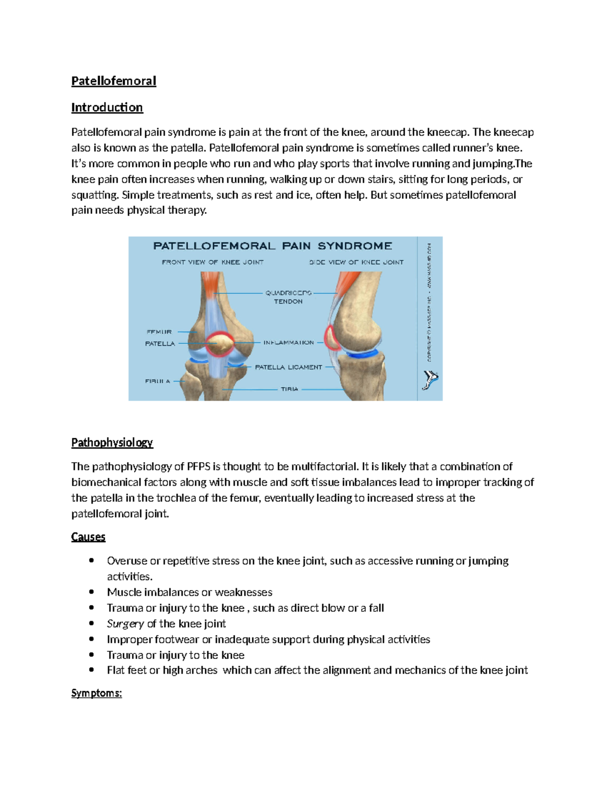 Patellofemoral pain syndrome and patellar fracture - Patellofemoral ...