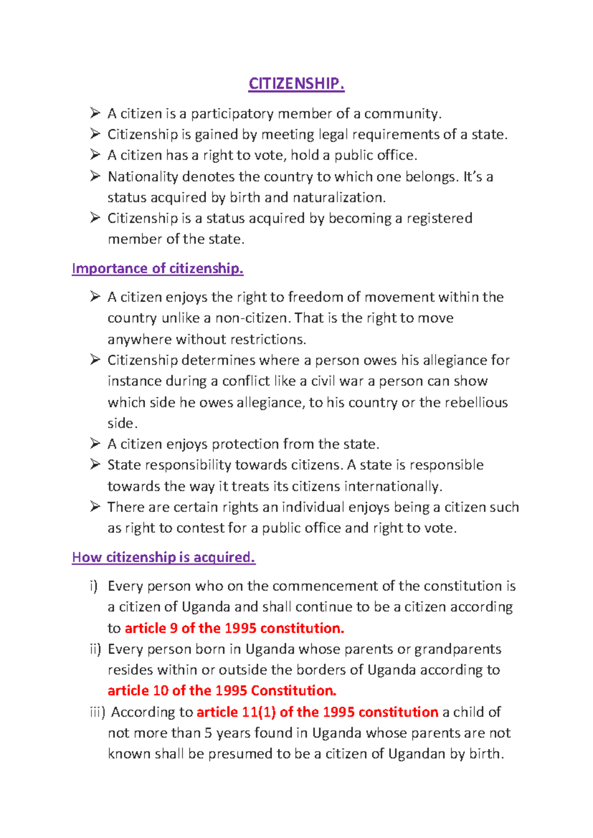 Citizenship - CITIZENSHIP. A citizen is a participatory member of a ...