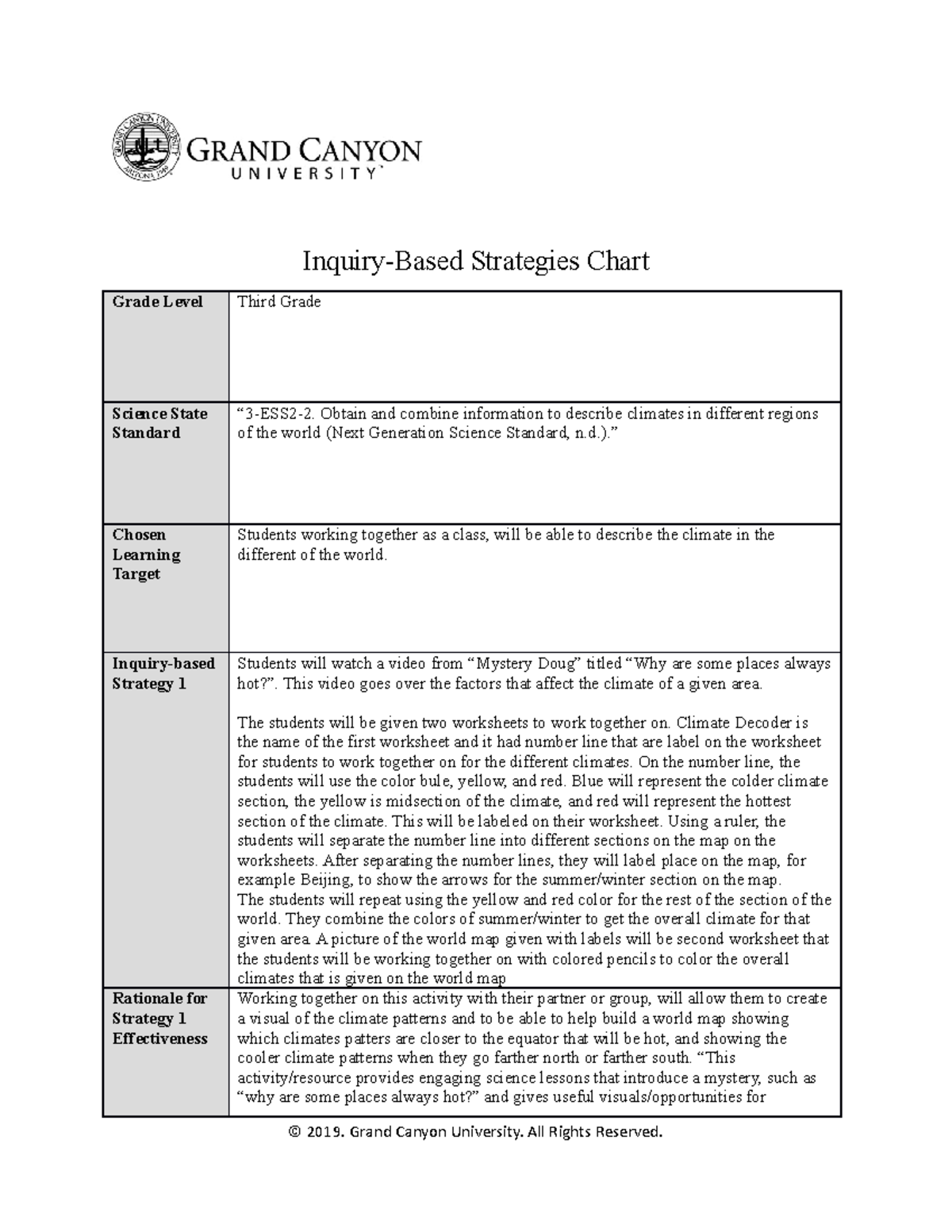 Inquiry-Based Strategies Chart - Obtain and combine information to ...