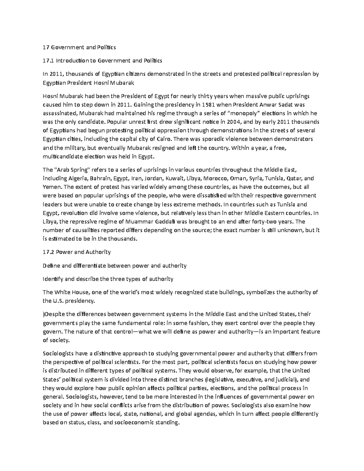 Chapter 17 government and politics notes - 17 Government and Politics ...