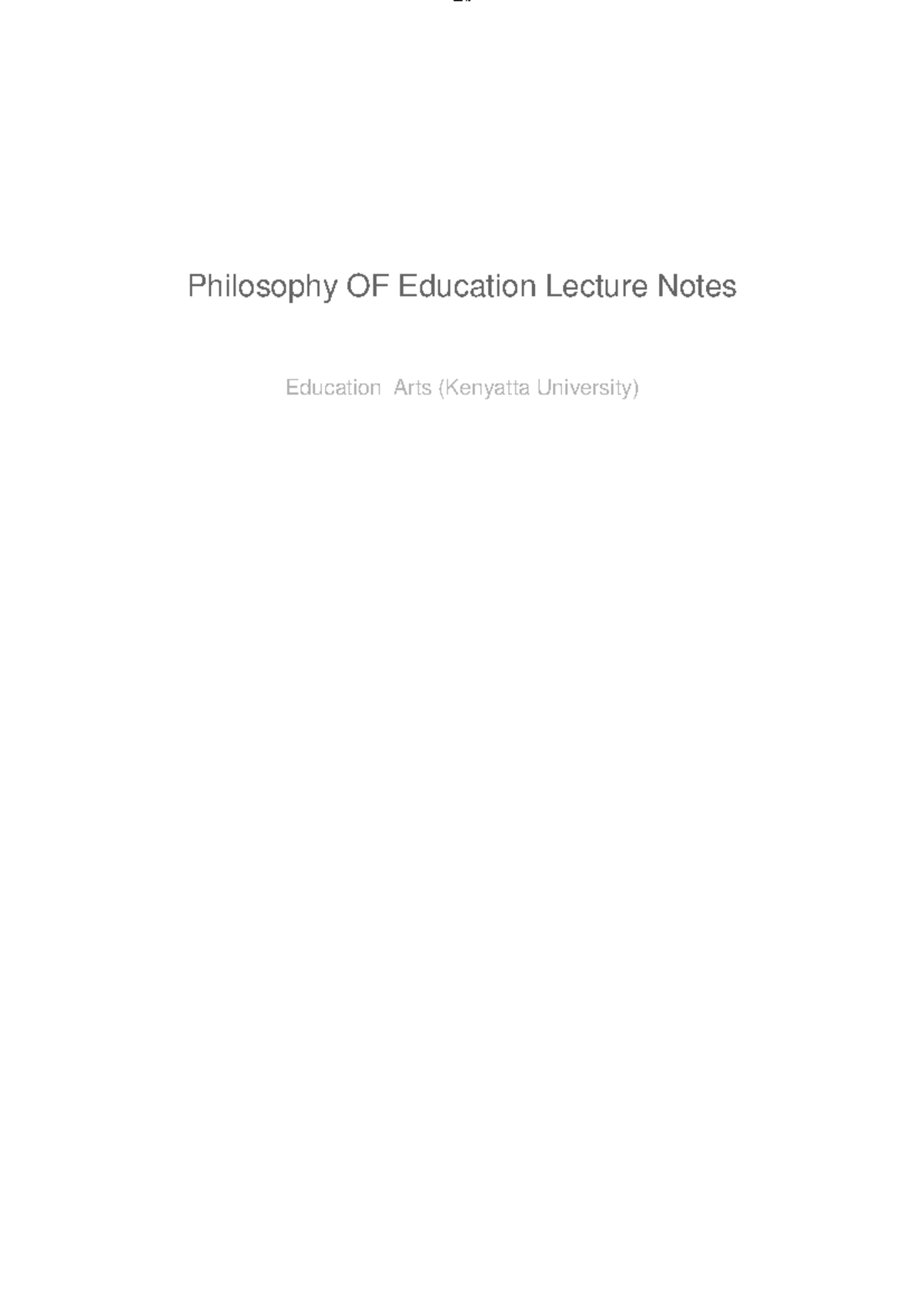 Philosophy of education lecture notes - Philosophy OF Education Lecture ...