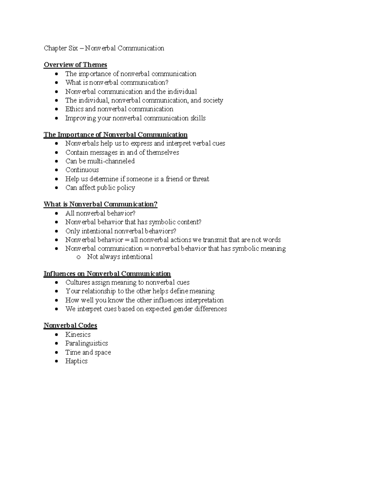 Chapter Six – Nonverbal Communication - Chapter Six – Nonverbal ...