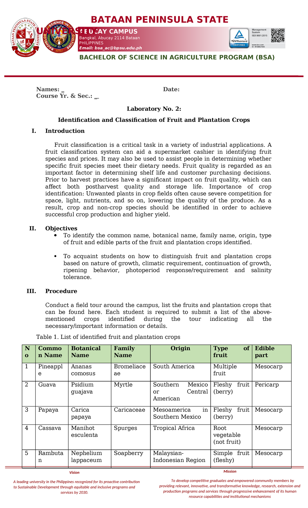 Laboratory-Activity-No.-2 - ABUCAY CAMPUS Bangkal, Abucay 2114 Bataan ...