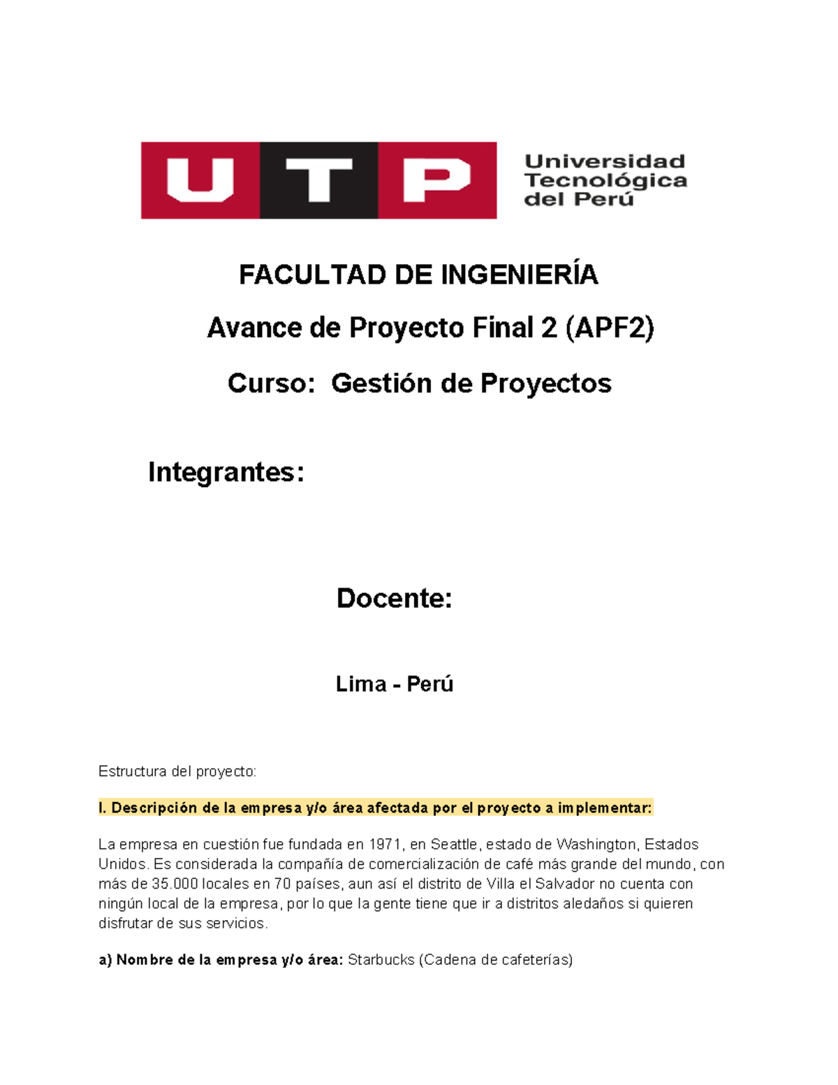 🔴 (AC-S13) Semana 13 - Tema 03: Tarea - Avance de Proyecto Final 2 (APF2) - FACULTAD DE ...