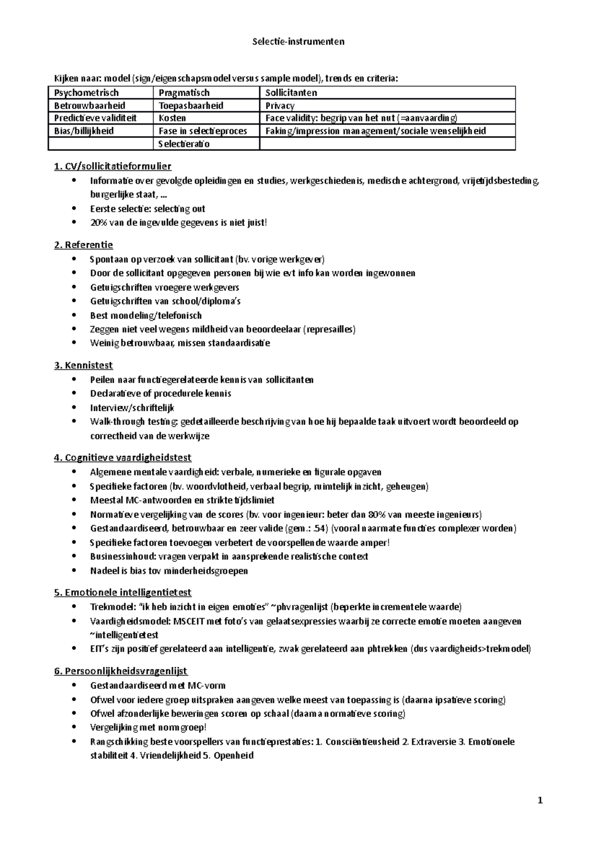 Les 6 Selectie-instrumenten - Selectie-instrumenten Kijken naar: model ...
